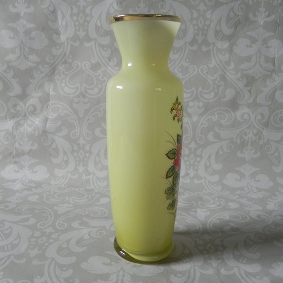 Enesco | Accents | Enesco Yellow Glass Vintage Japanese Floral Art ...